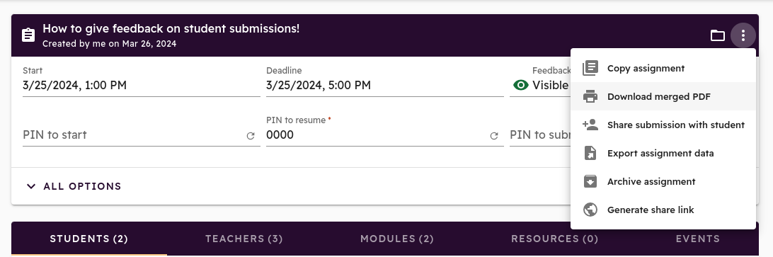 Print the student submissions – Trelson Helpdesk